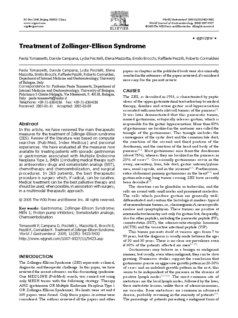 Treatment of Zollinger Ellison Syndrome | PDF