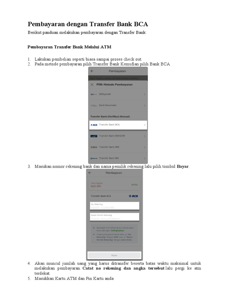 Metode Pembayaran Melalui Transfer Bank | PDF