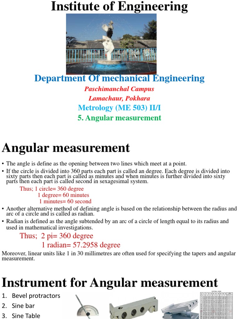Angular Measurement in Metrology | PDF