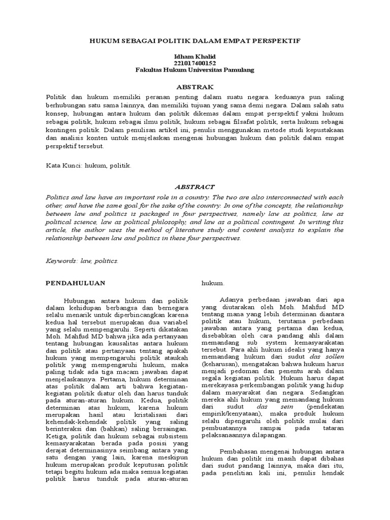 Jurnal Filsafat Hukum | PDF | Politik | Ilmu Sosial