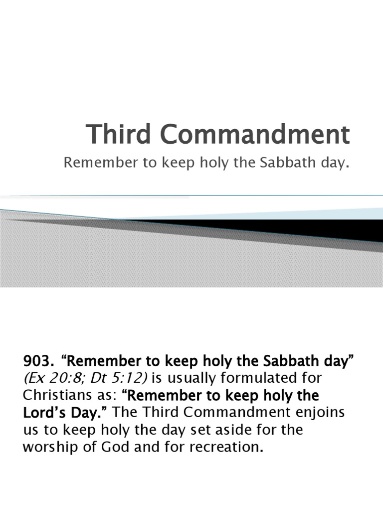 Third Commandment: Remember To Keep Holy The Sabbath Day | PDF ...