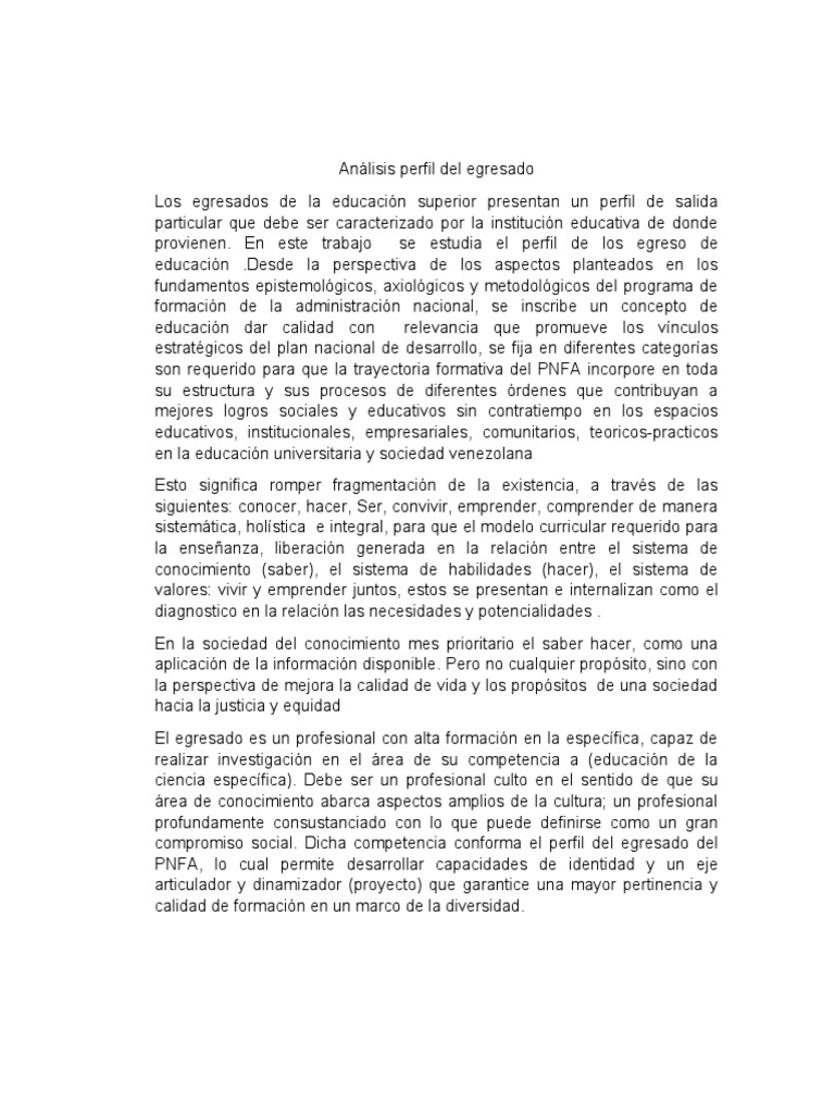 Análisis Perfil Del Egresado | PDF