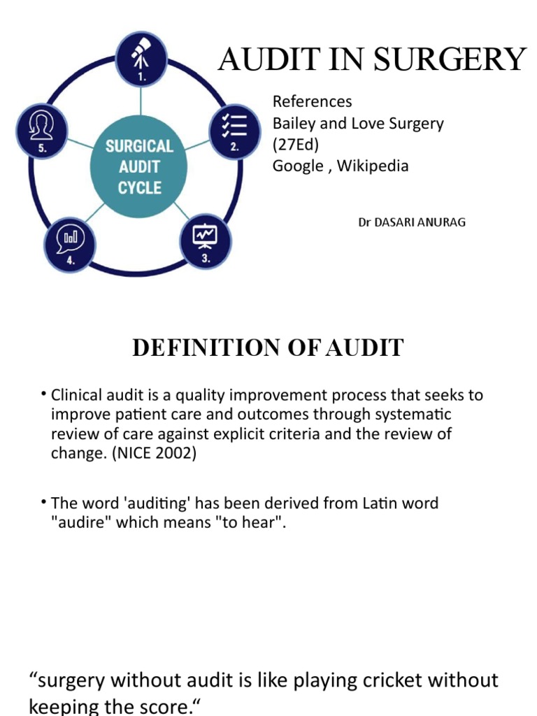 Audit in Surgery: References Bailey and Love Surgery (27ed) Google ...