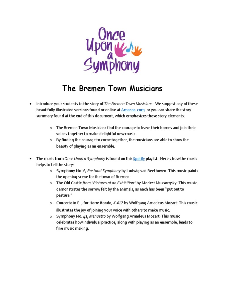 The Bremen Town Musicians Author Brothers Grimm | PDF