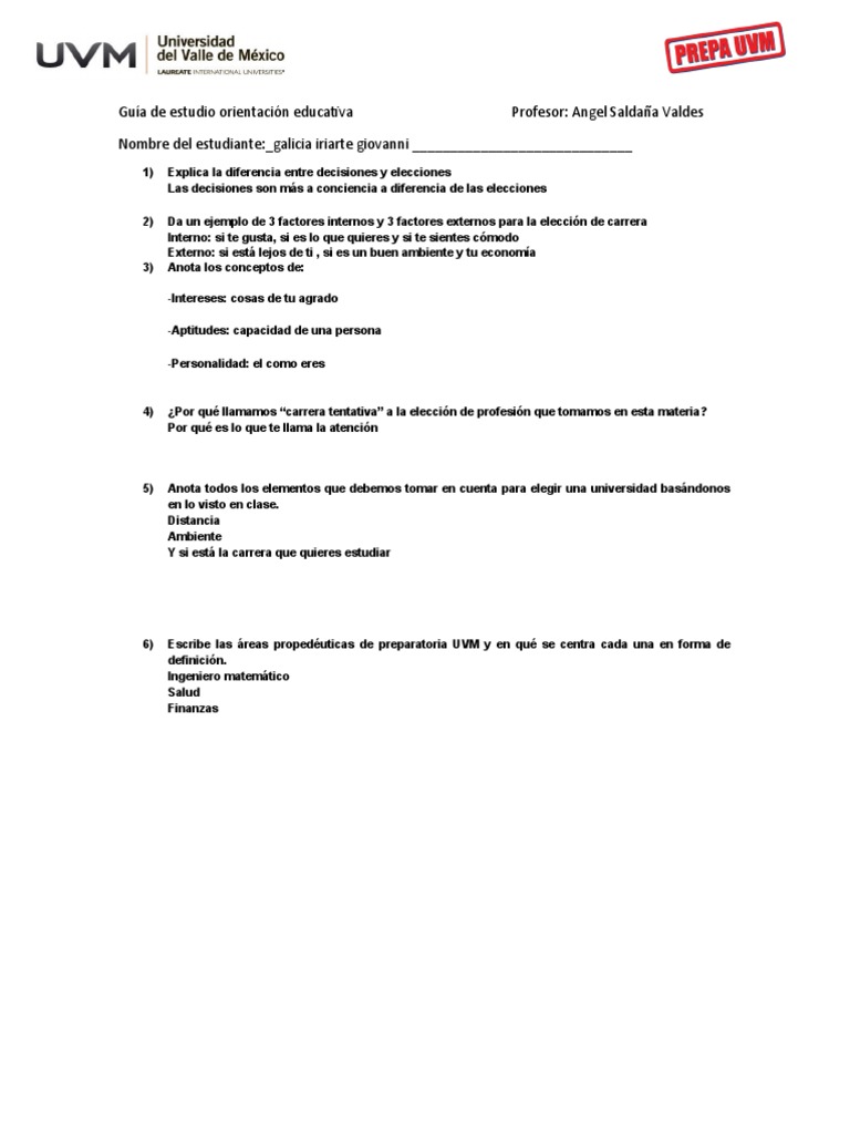 Guía Educación Vocacional | PDF