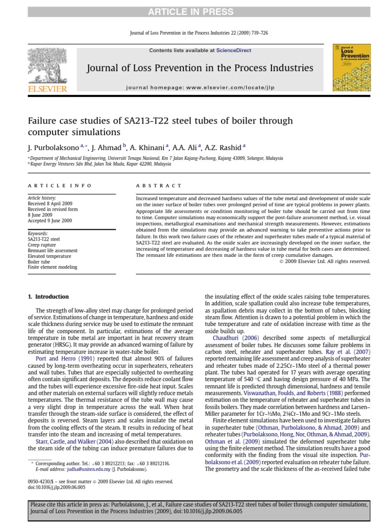 Failure Case Studies of SA213 T22 Steel | PDF | Heat Transfer | Boiler