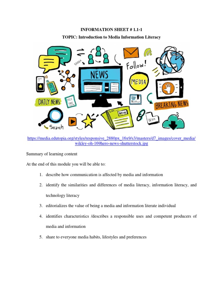Information Sheet 1 | PDF | Information Literacy | Information