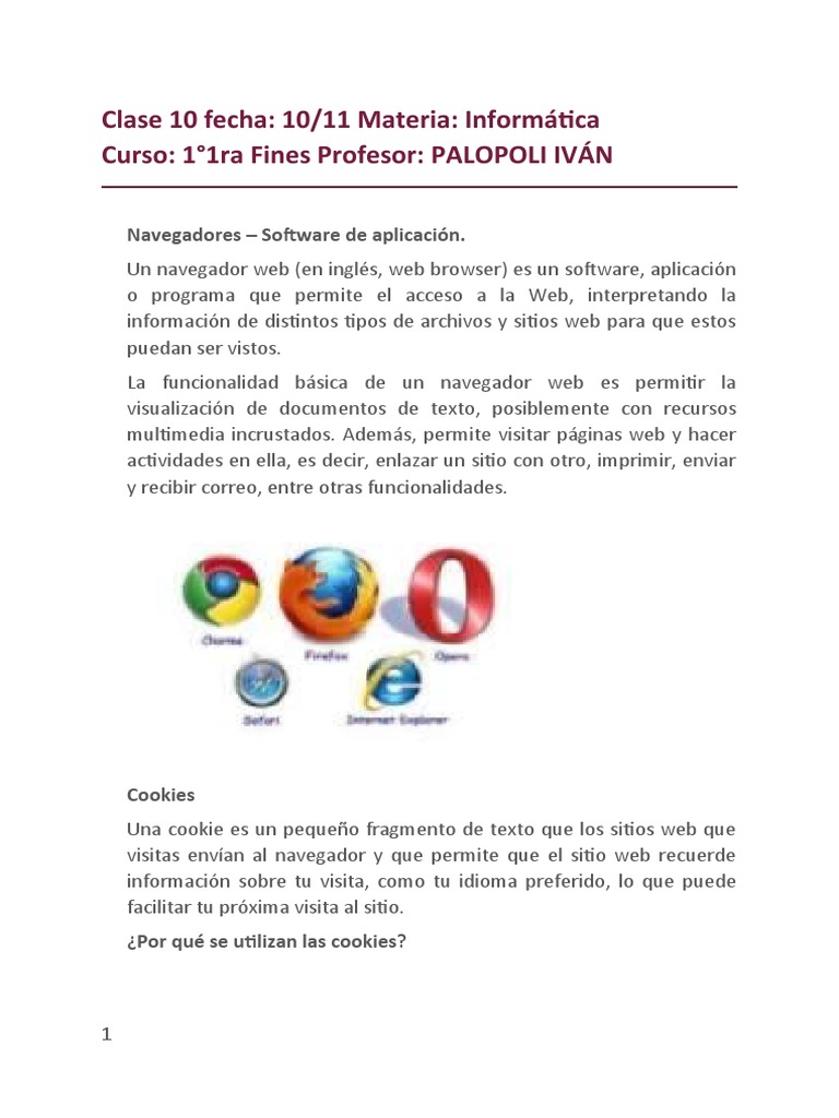Fines 1ro1ra Informatica Clase10 10 - 11 | PDF | Cookie HTTP | Red mundial