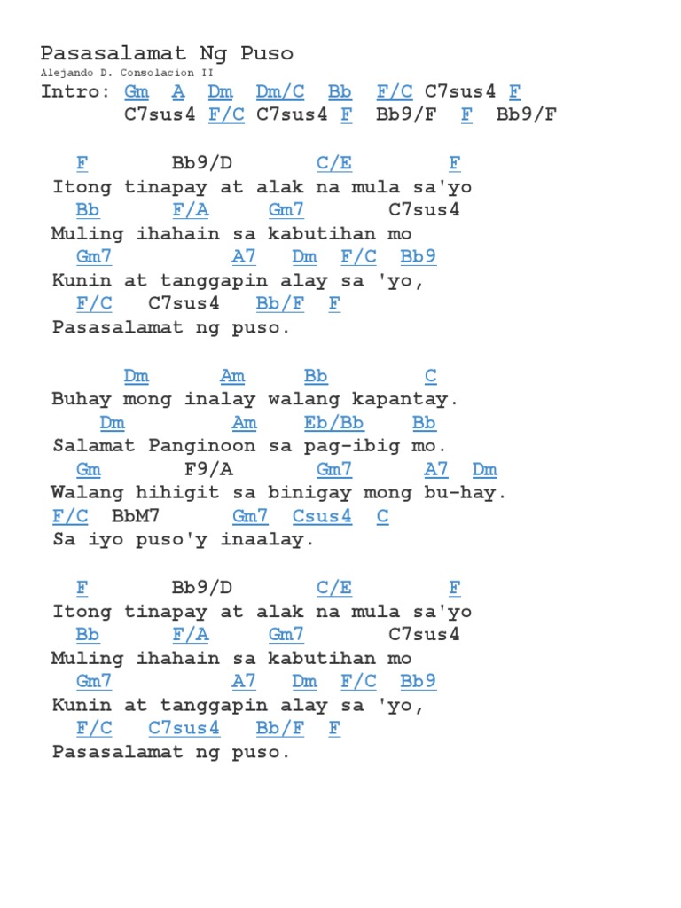 Pasasalamat NG Puso (Guitar Chords) | PDF