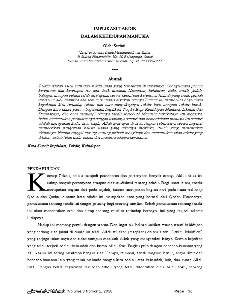 Implikasi Takdir Dalam Kehidupan Manusia | PDF