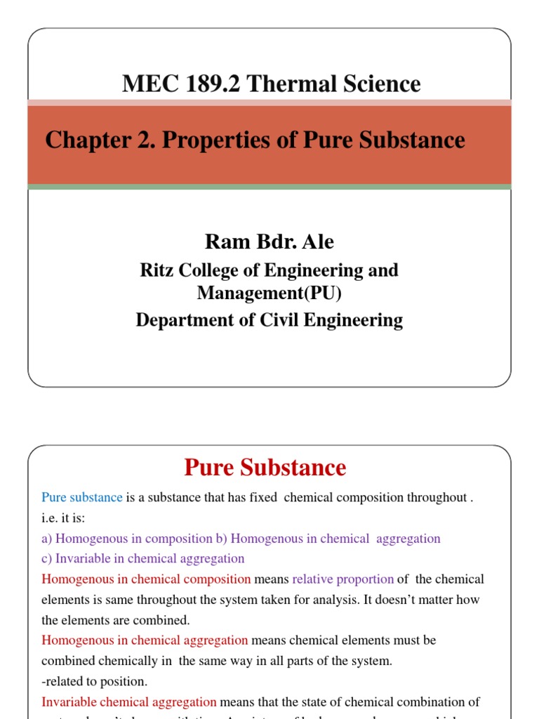 Properties of Pure Substance | PDF | Vapor | Liquids
