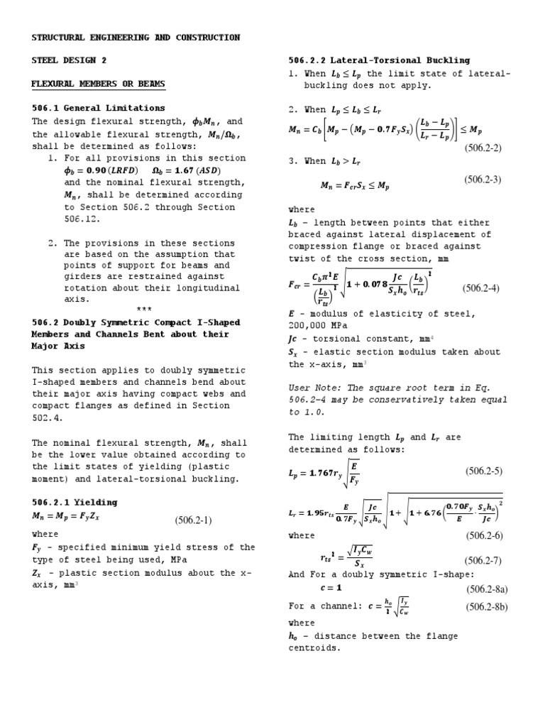 Steel Design 2 | PDF | Buckling | Bending