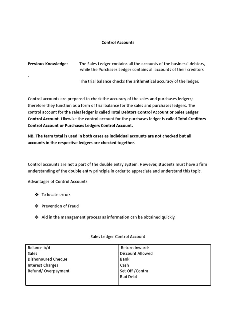 Control Accounts | PDF | Debits And Credits | Business Economics