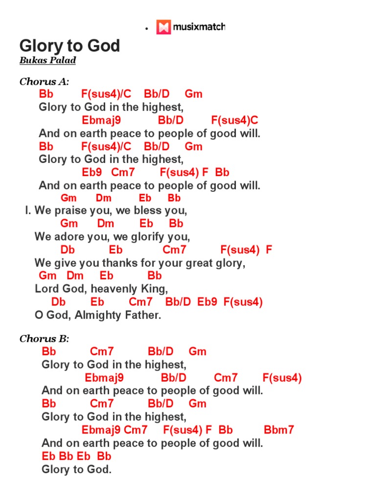 Glory to God Chords and Lyrics | PDF | Language Arts & Discipline
