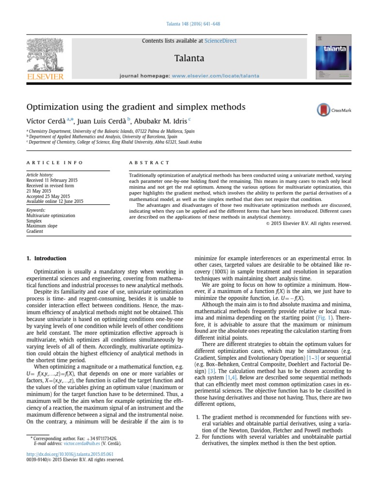 Optimization Using The Gradient And Simplex Method Pdf Mathematical