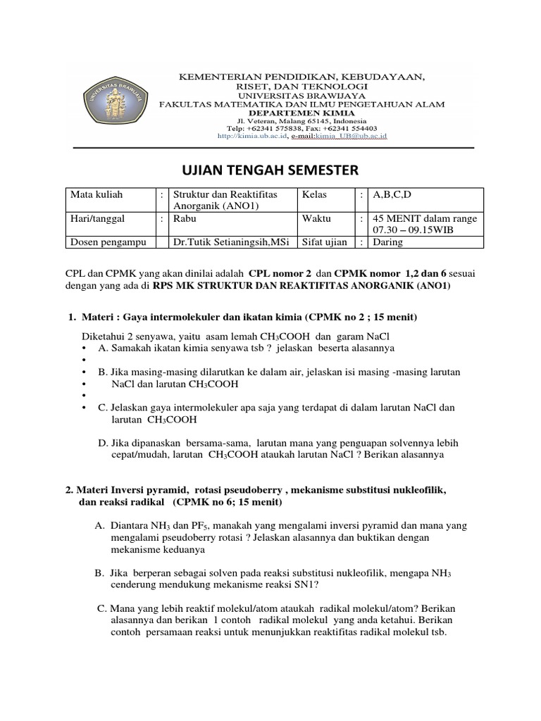 Uts 2022 - Ano1 PDF | PDF | Sains & Matematika | Teknologi & Rekayasa