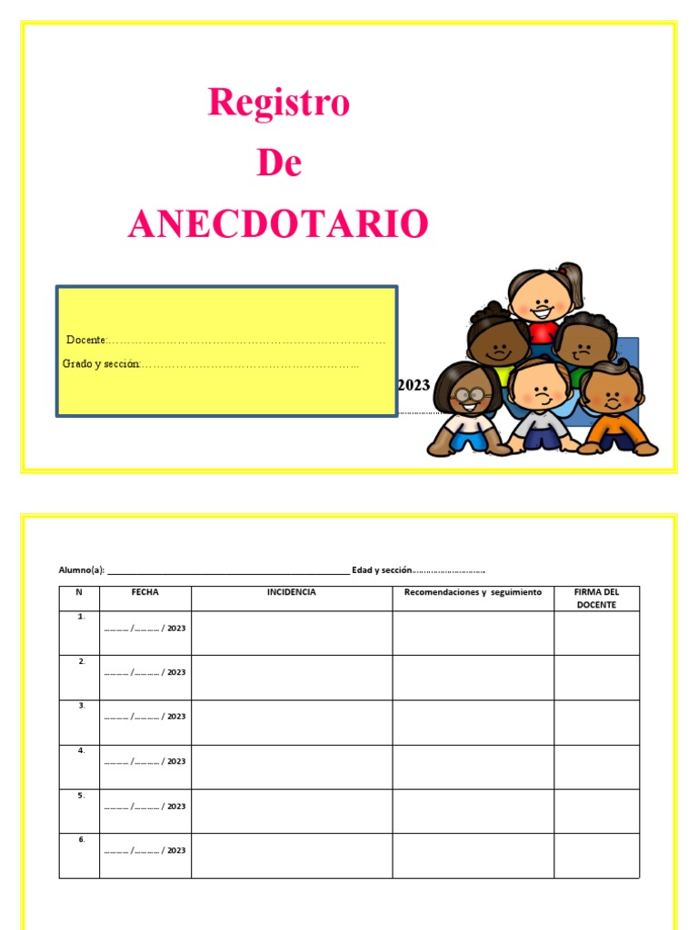 .Anecdotario Primaria Modelo 2 2023 | PDF