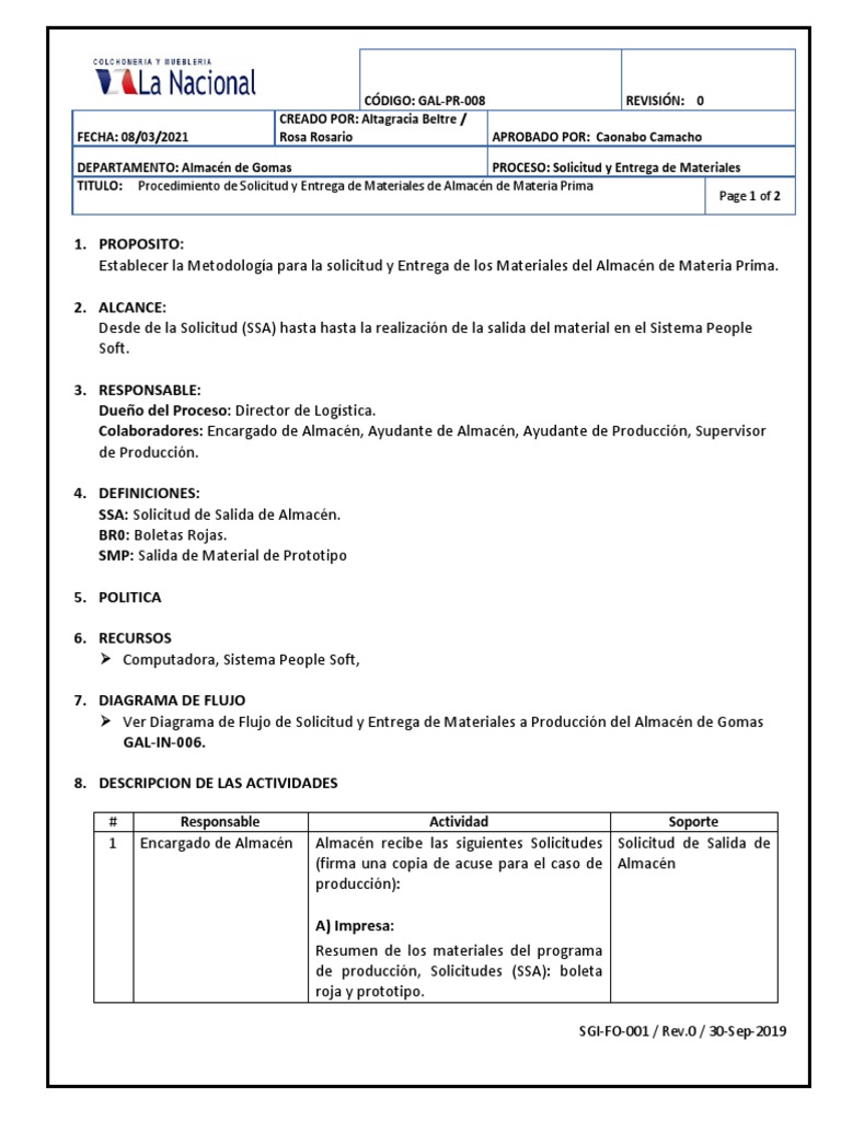 Procedimiento de Entrega de Materiales | PDF | Informática
