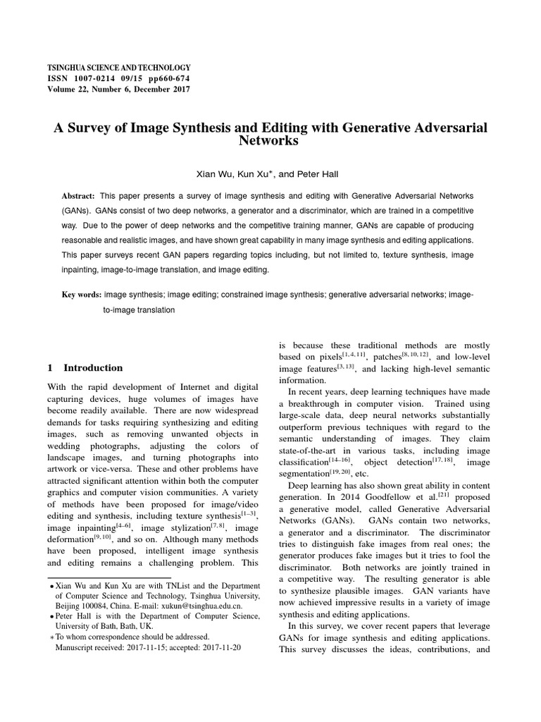 A Survey Of Image Synthesis And Editing With Generative Adversarial Networks Pdf Pdf 
