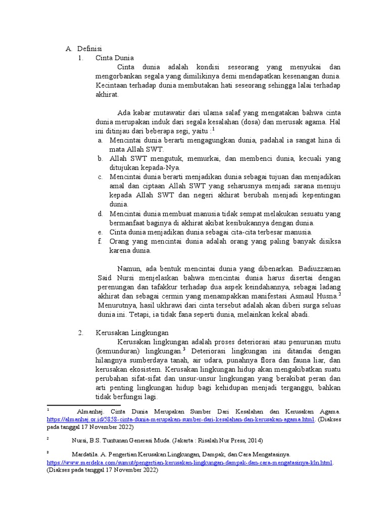 Definisi Cinta Dunia Dan Kerusakan Lingkungan Pdf