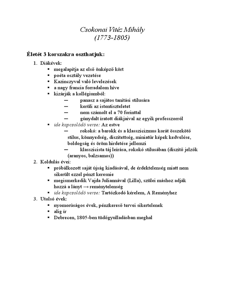 Csokonai Vitéz Mihály | PDF