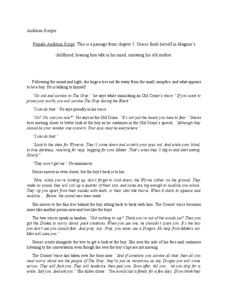 Audition Scripts 1 | PDF