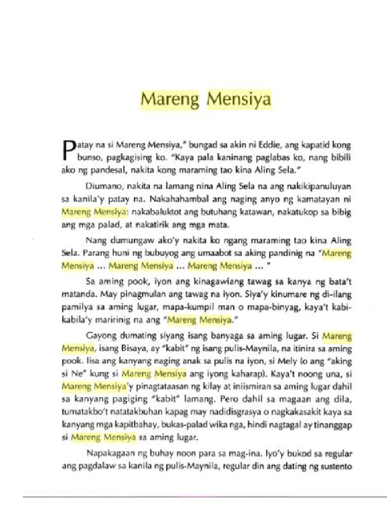 Mareng Mensiya | PDF