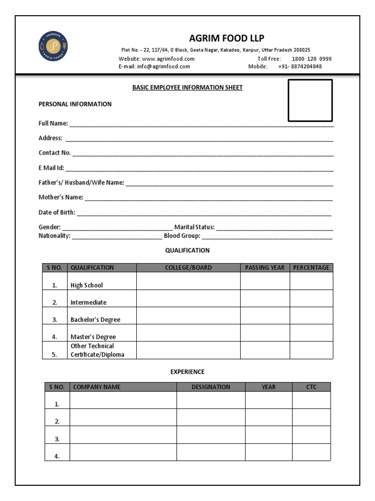 Agrim Emp Form | PDF | Vocational Education | Qualifications