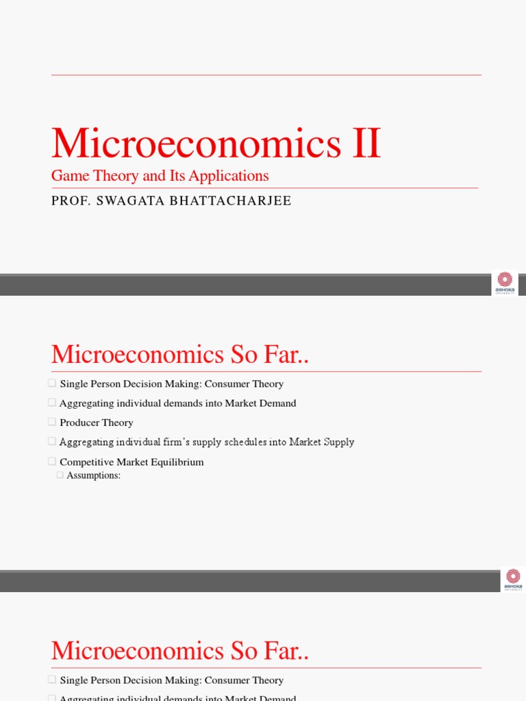 Microeconomics II: Game Theory and Its Applications | PDF | Welfare Economics | Microeconomics