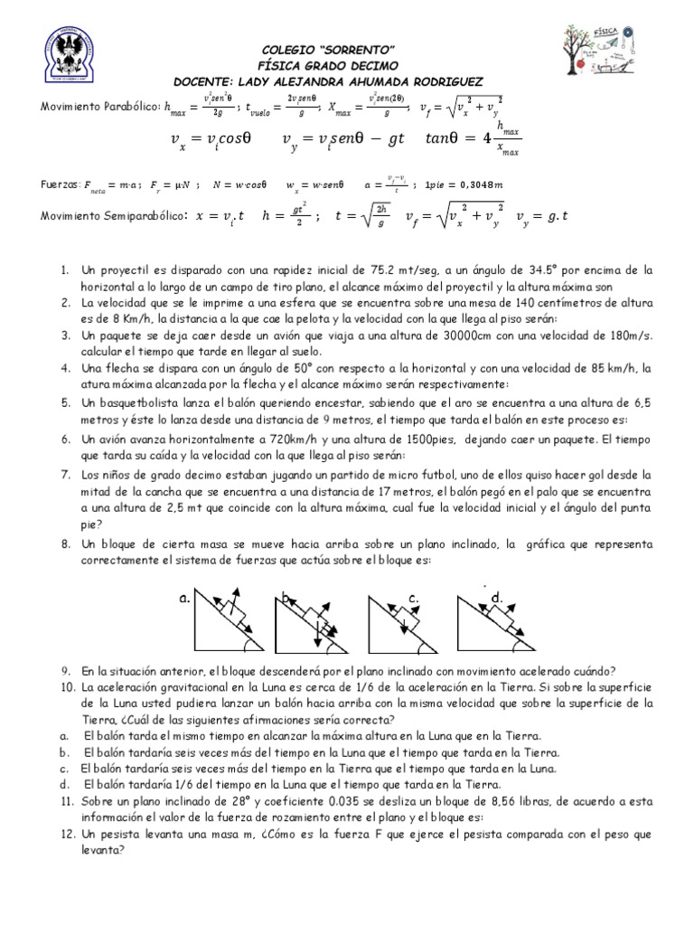 taller preparacion eval 2per_10_semi para y fuerzas.pdf | PDF | Fricción | Fuerza