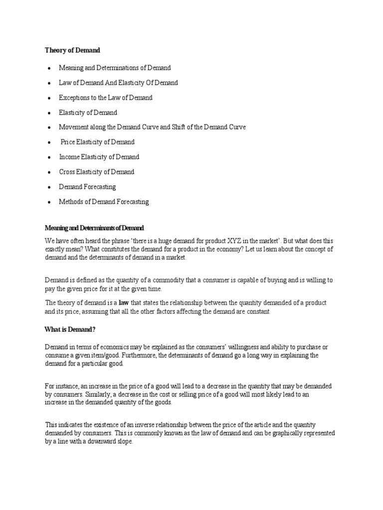 Theory of Demand | PDF | Demand | Demand Curve
