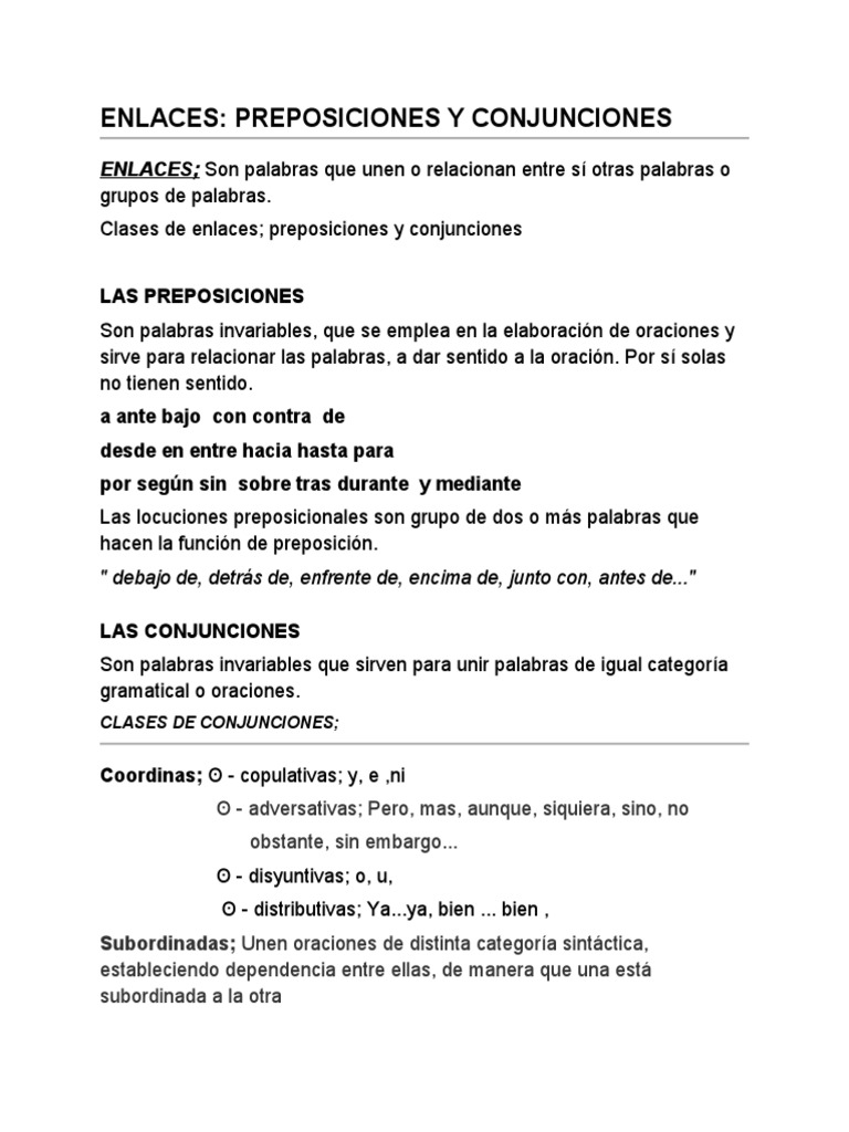 PREPOSICIONES, CONJUNCIONES E INTERJECCIONES.pdf | PDF