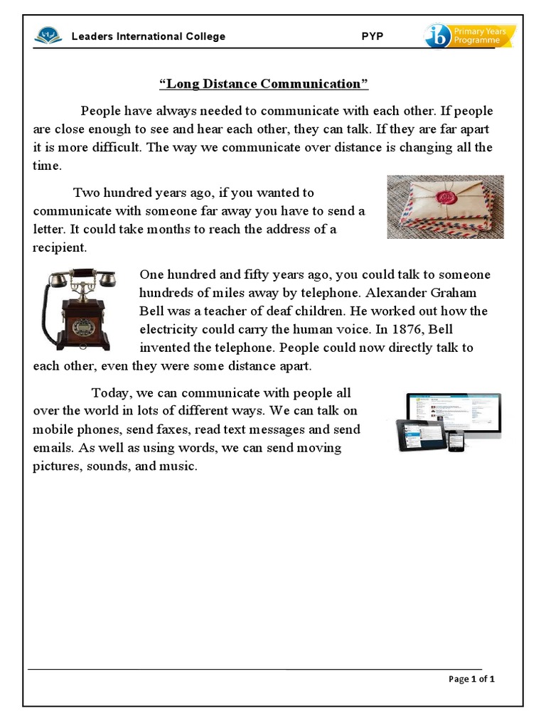Long Distance Communication Passage | PDF