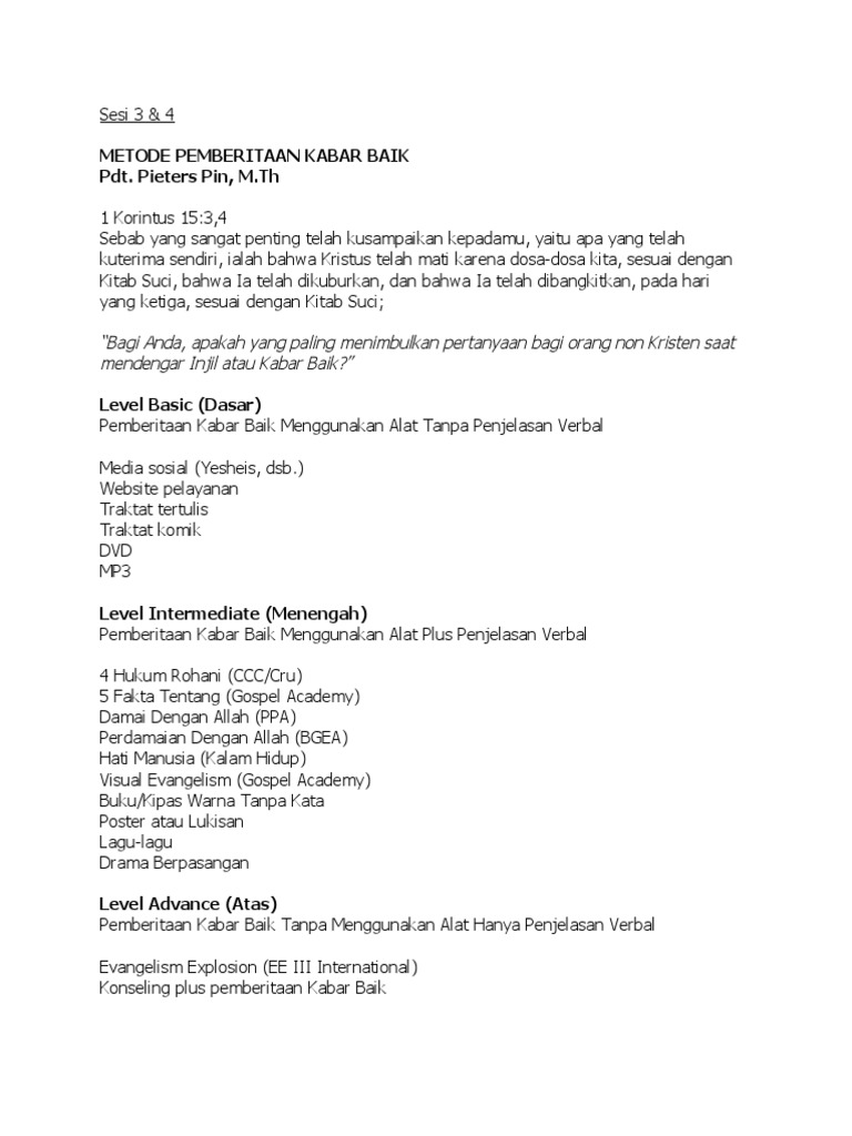 Sesi 3 & 4 Handout - Biblical Mandate | PDF