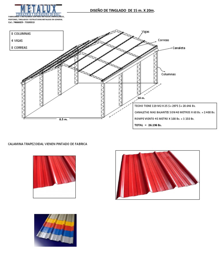 Diseño y costos de tinglado 15x20 m | PDF