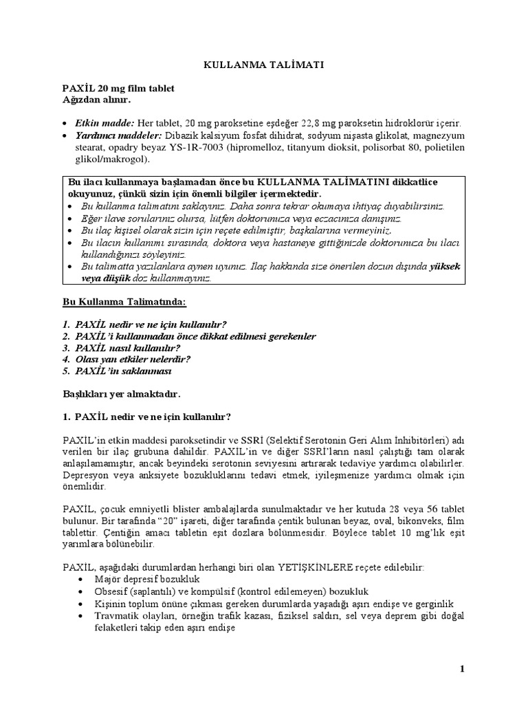 Paxil 20 MG KT | PDF