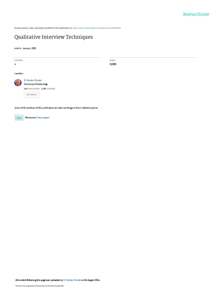 Qualitative Interview Techniques | PDF | Qualitative Research ...