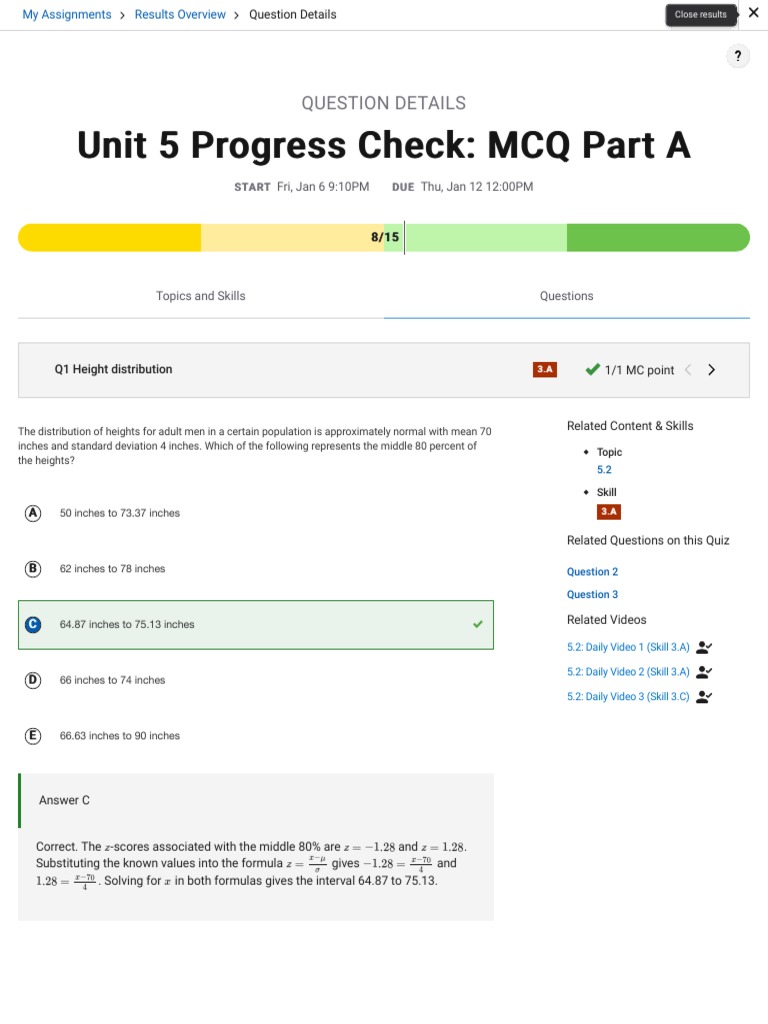 AP Statistics Unit 5 Progress Check MCQ Part A Report Details | PDF | Statistical Analysis ...