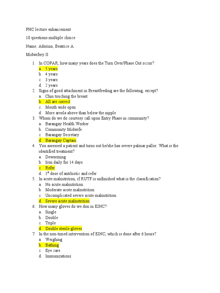 Midwifery Practice Questions: A 10-Question Multiple Choice Quiz on ...