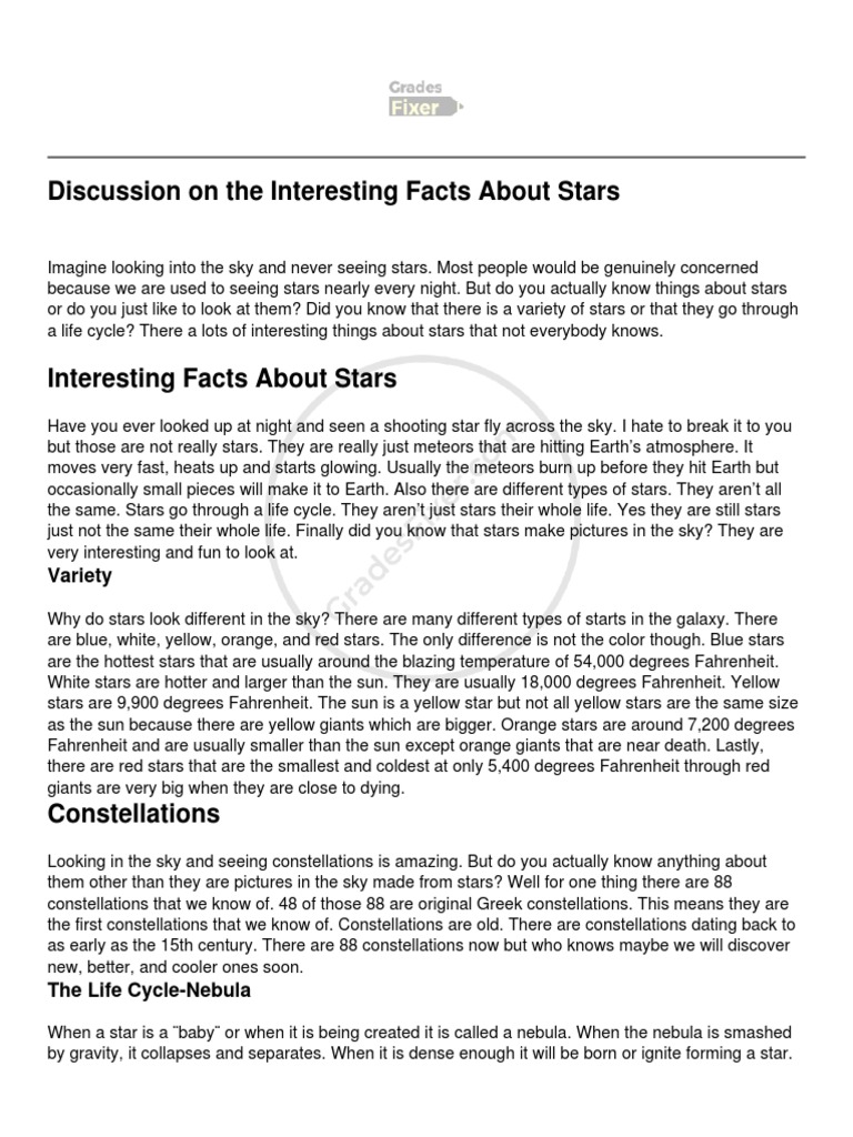 Fascinating Facts About Stars Explained | PDF | Stars | Meteoroid