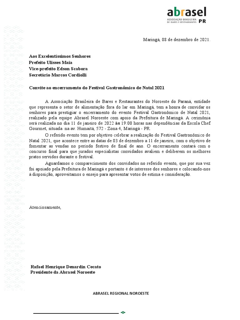 Ofício Convite Festival | PDF