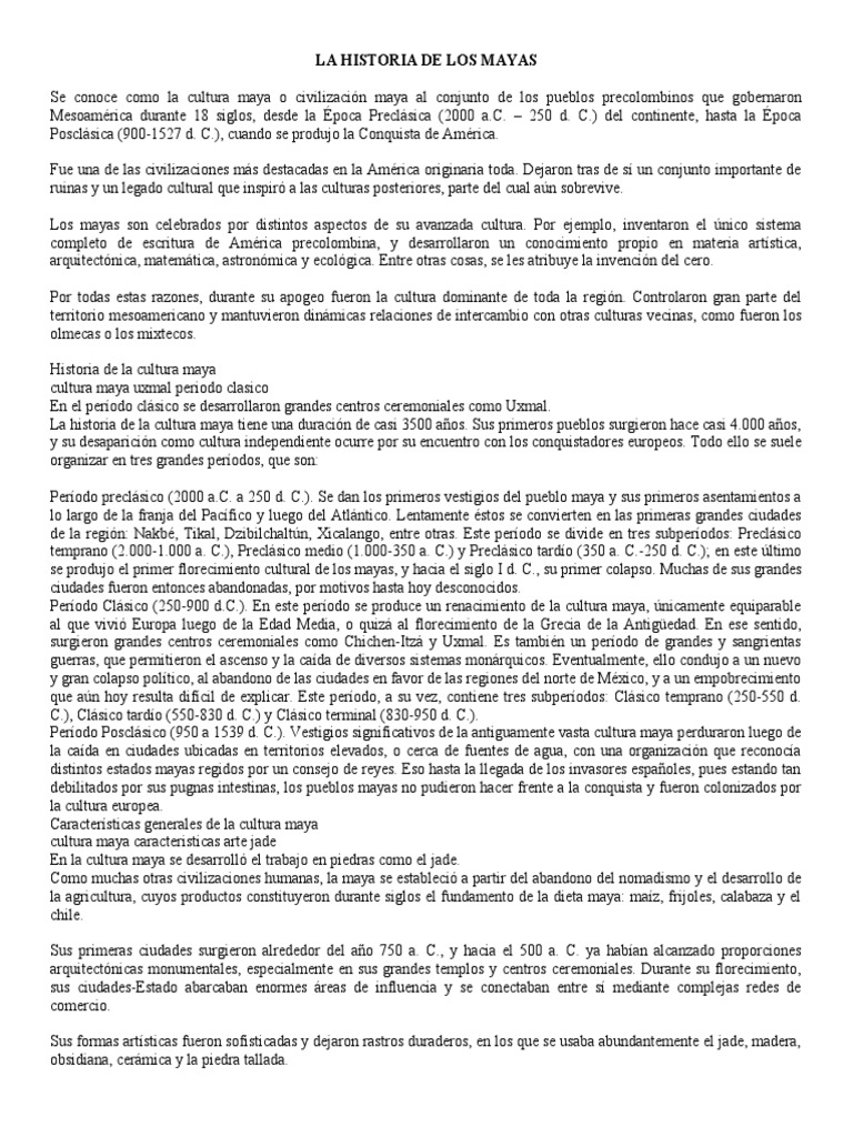 La Historia de Los Mayas | PDF | Civilización maya | Mesoamérica