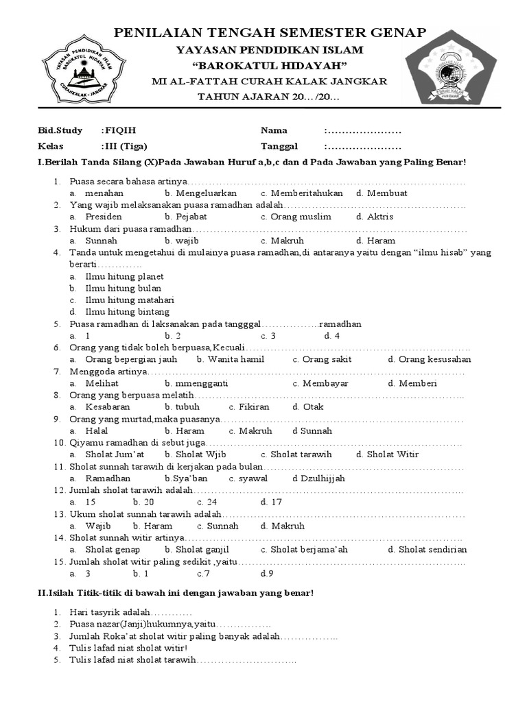 Soal Ujian Fiqih, IPA, dan Bahasa | PDF