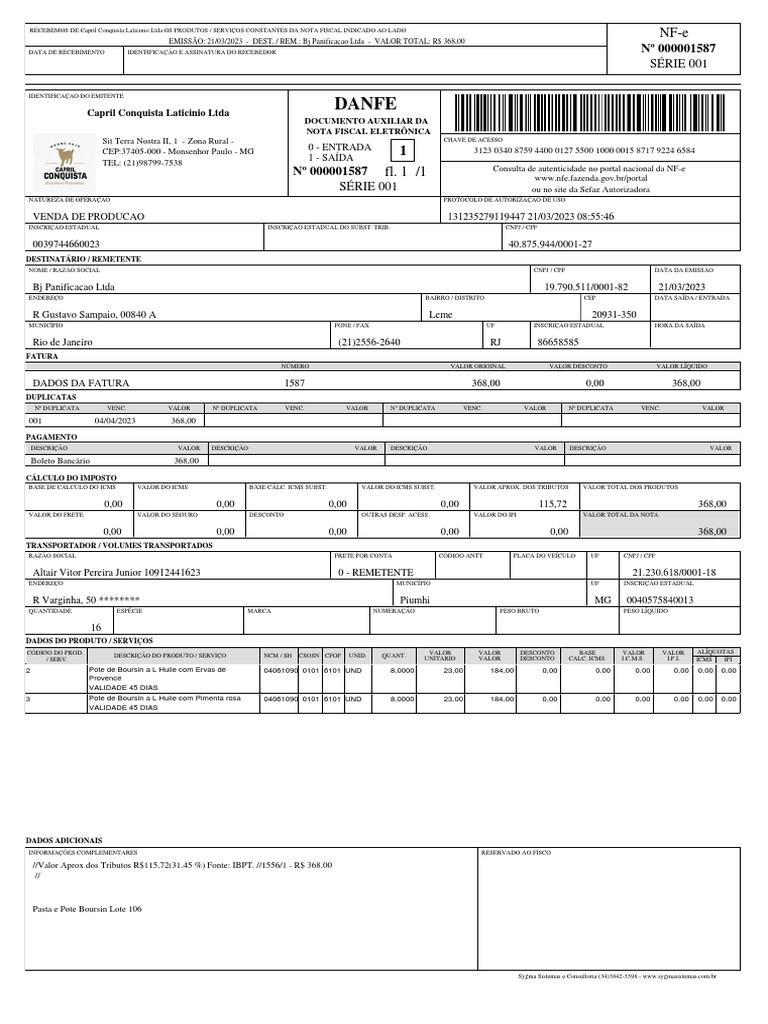 Danfe: SÉRIE 001 | PDF | Recibo | Business