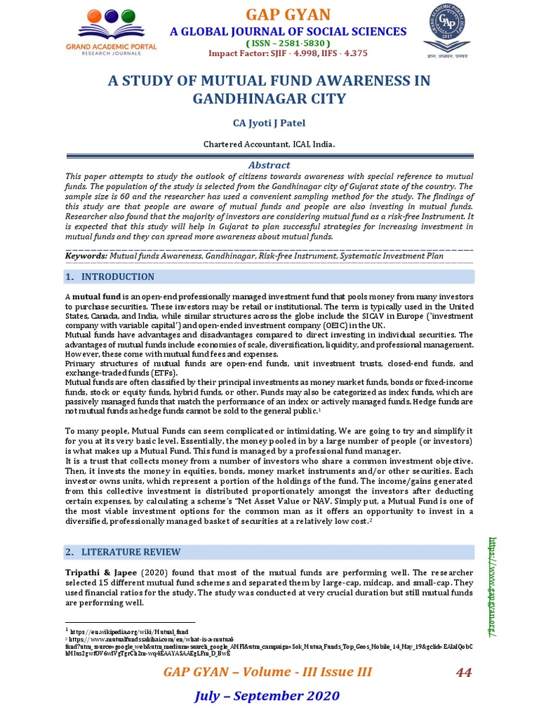 Mutual Fund Awareness in Gandhinagar | PDF | Investment Fund | Mutual Funds