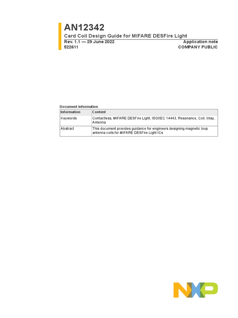 Card Coil Design Guide For MIFARE DESFire Light | PDF | Tort | Antenna ...
