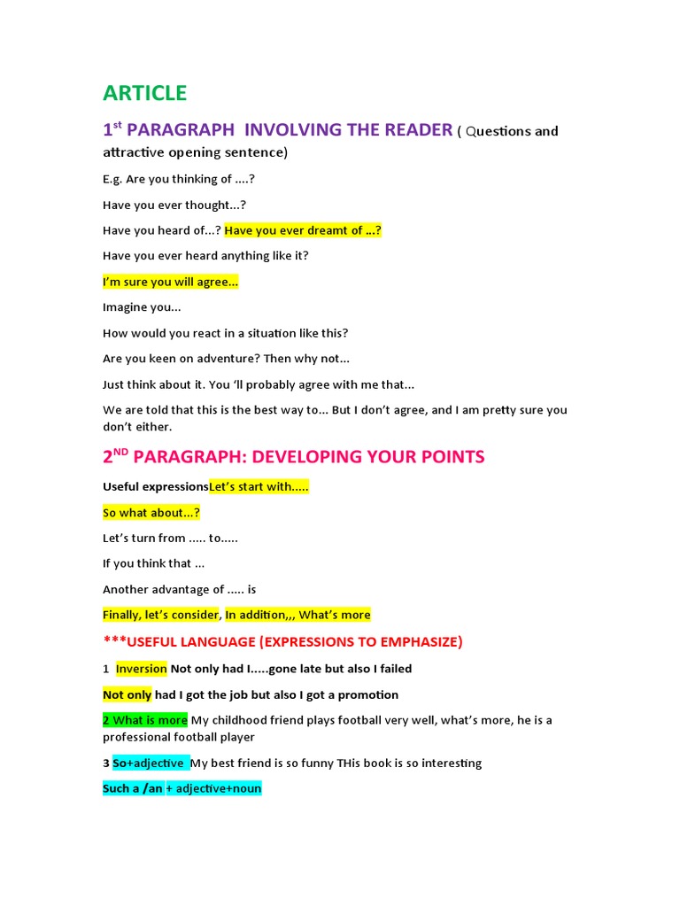 How To Write An Article | PDF | Adjective | Morphology