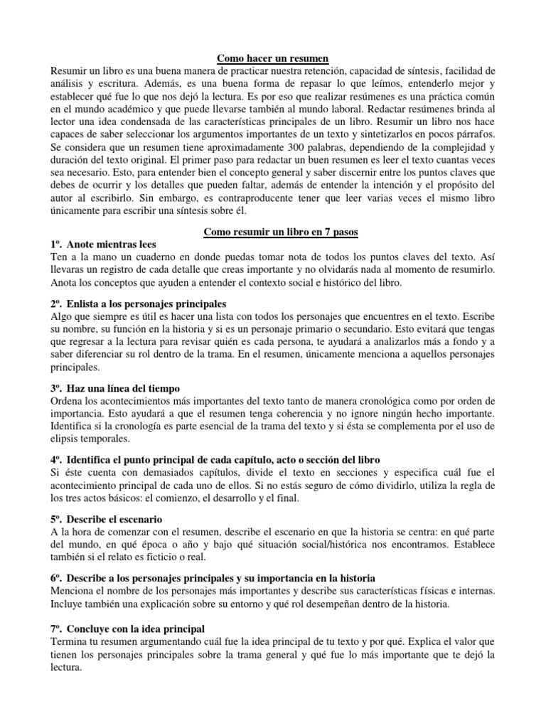 Como Hacer Un Resumen PDF | PDF