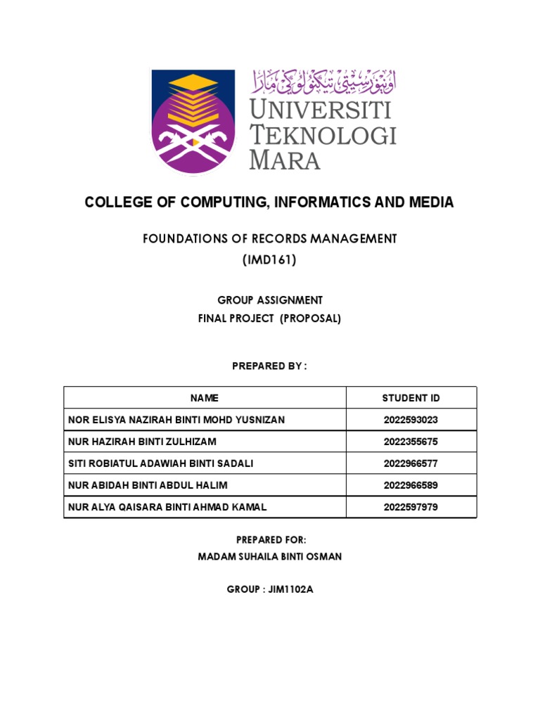 Imd161 Group Assignment Pdf Image Scanner Records Management