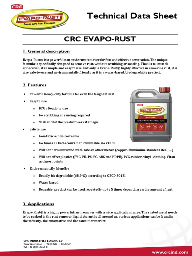 TDS Evapo-Rust EN | PDF | Rust | Polyvinyl Chloride